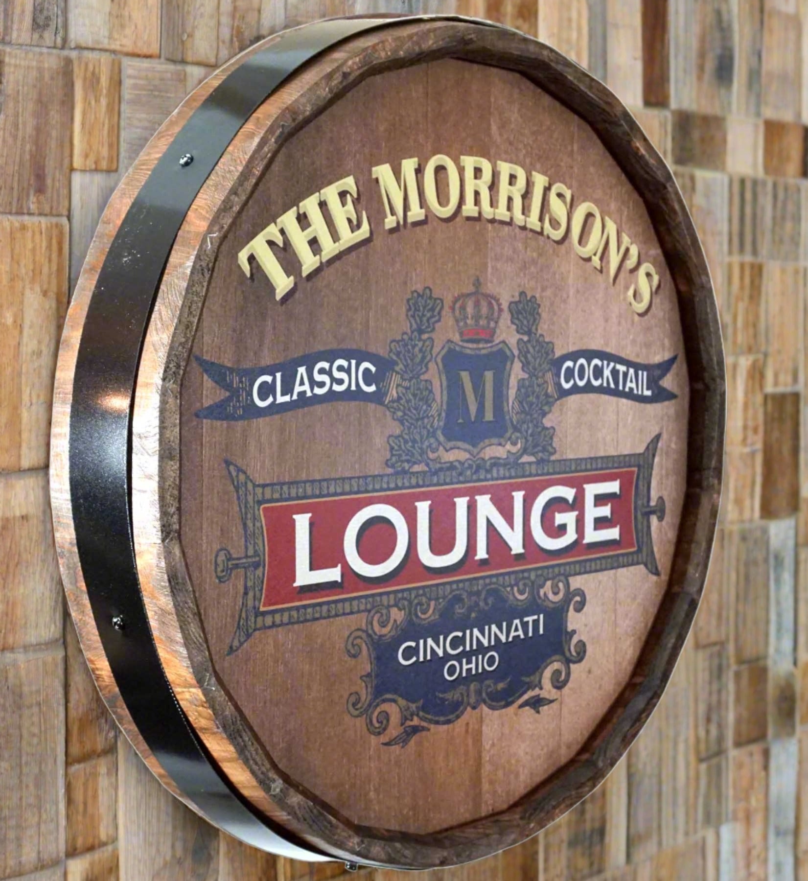 Personalized Full Color Lounge Quarter Barrel Sign – Wine Wicks & Gifts