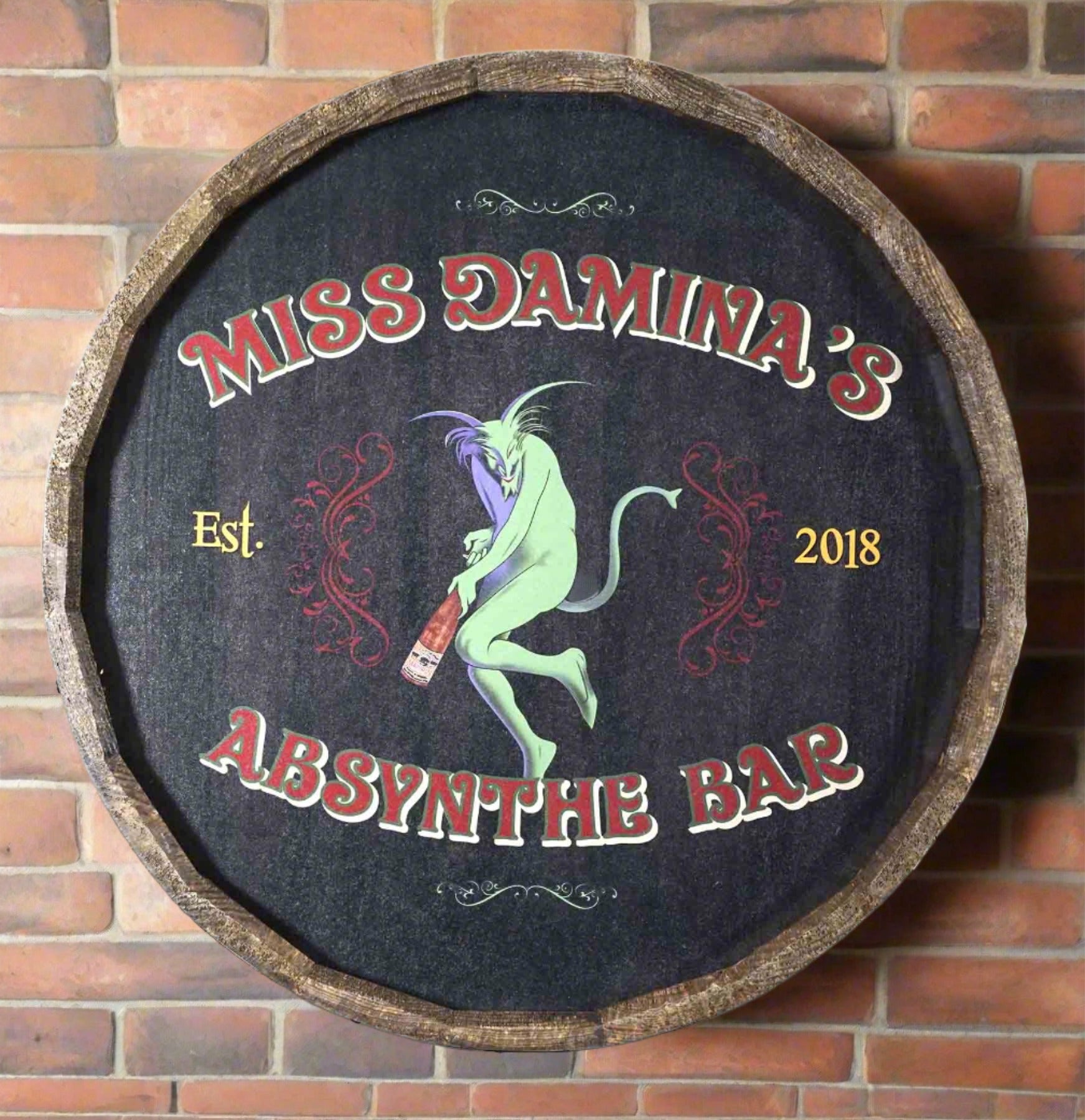 Personalized Full Color Absynthe Quarter Barrel Sign – Wine Wicks & Gifts