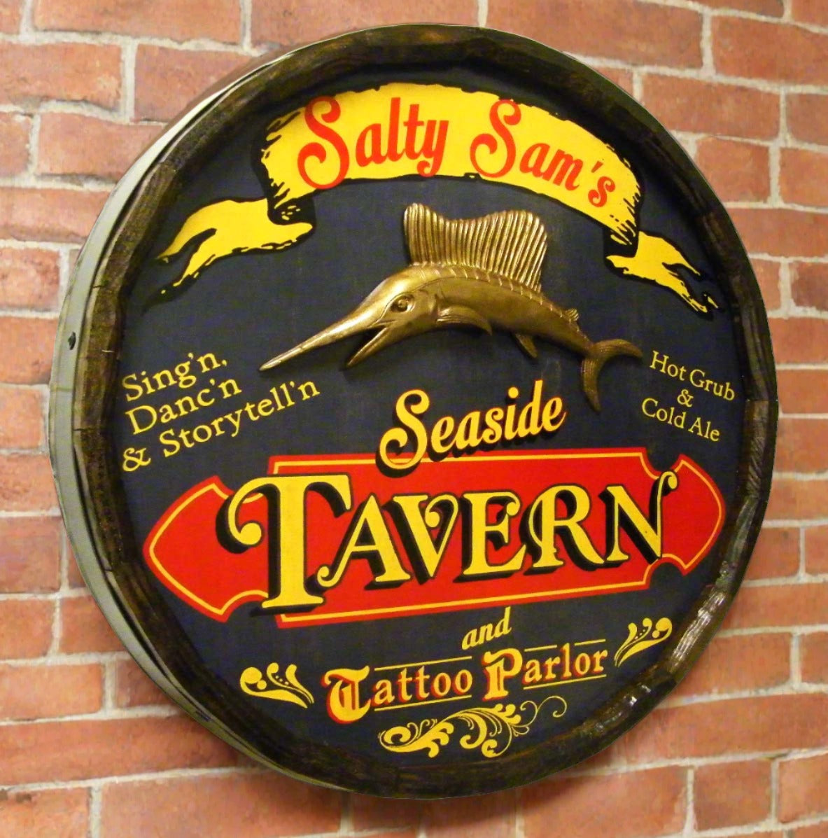 Personalized Seaside Tavern Quarter Barrel Sign with Relief – Wine ...