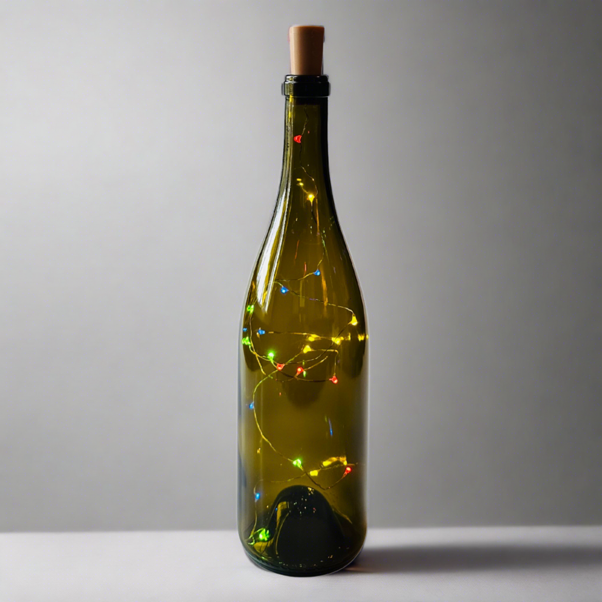 Wine Bottle with Bright Colored Fairy Lights Powered From Cork, Wine B ...