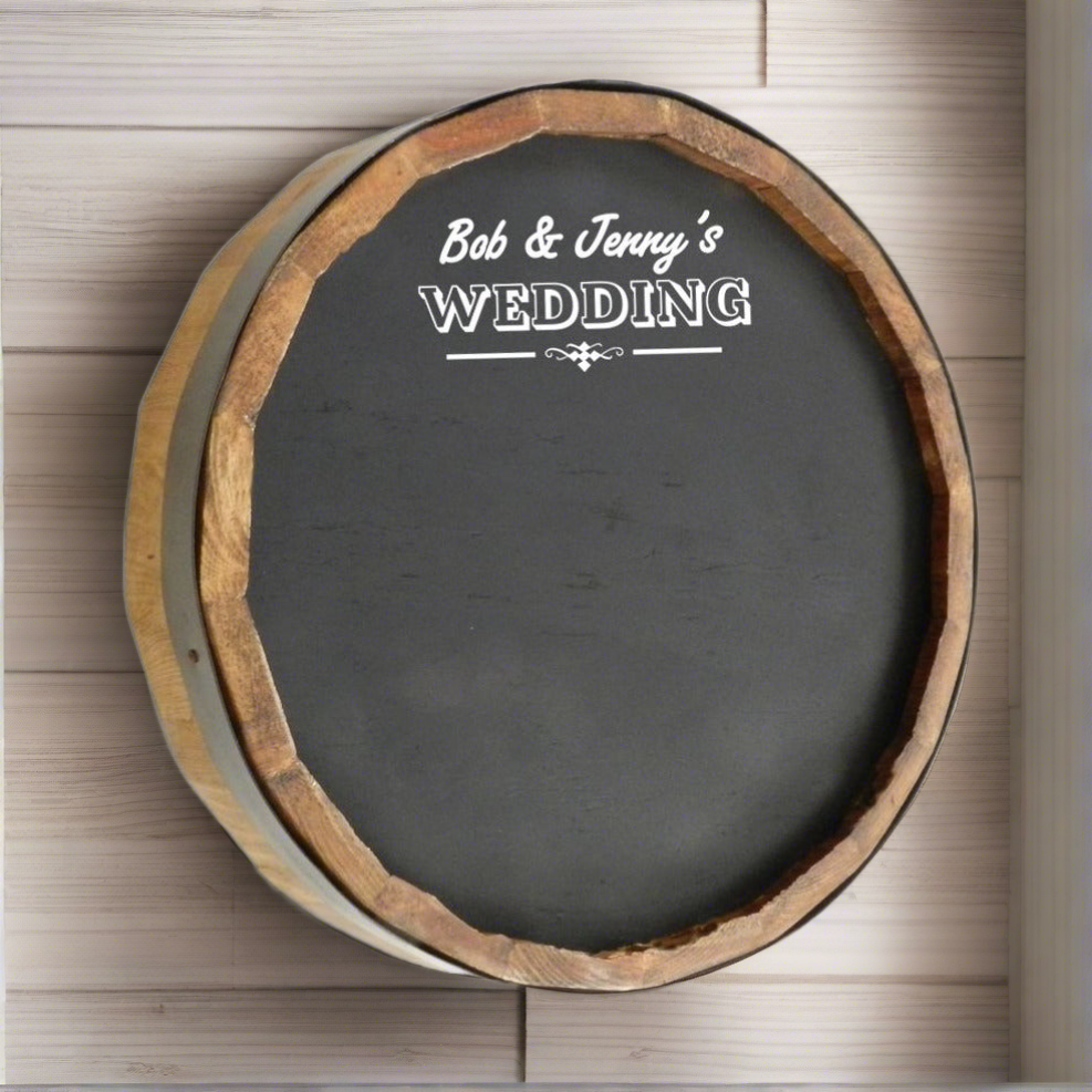 Personalized Wedding Quarter Barrel Chalkboard Sign – Wine Wicks & Gifts