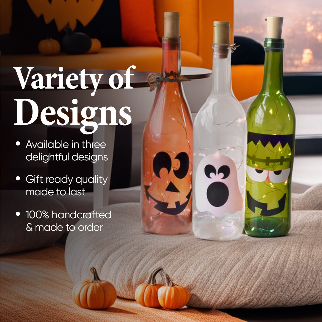 Halloween Wine Bottles with Fairy String Lights, Halloween Decoration ...