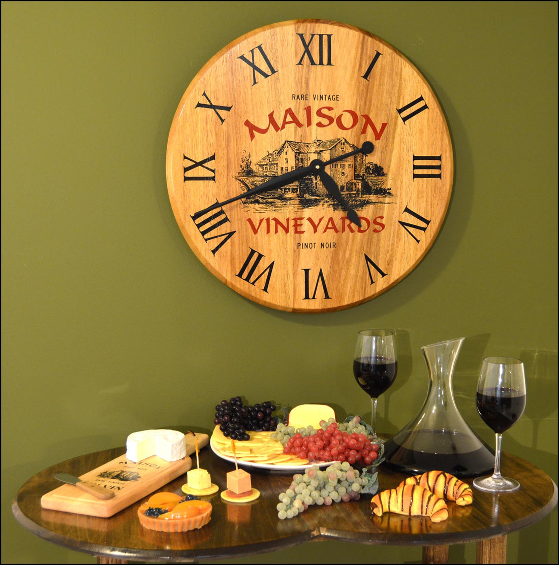 Personalized Clock, Vineyards Barrel Head Clock – Wine Wicks & Gifts