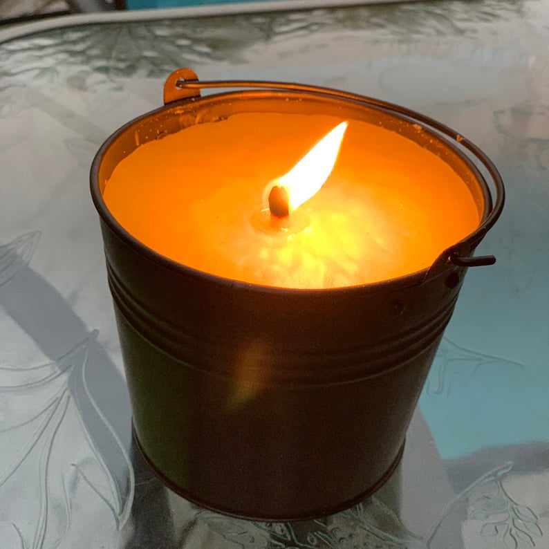 22oz Jumbo Outdoor Citronella Bucket Candle with Handle (Dark Brown ...