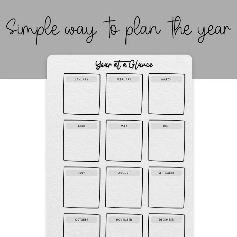 Year at a Glance, Yearly Planner, Yearly Calendar, Printable Planner ...