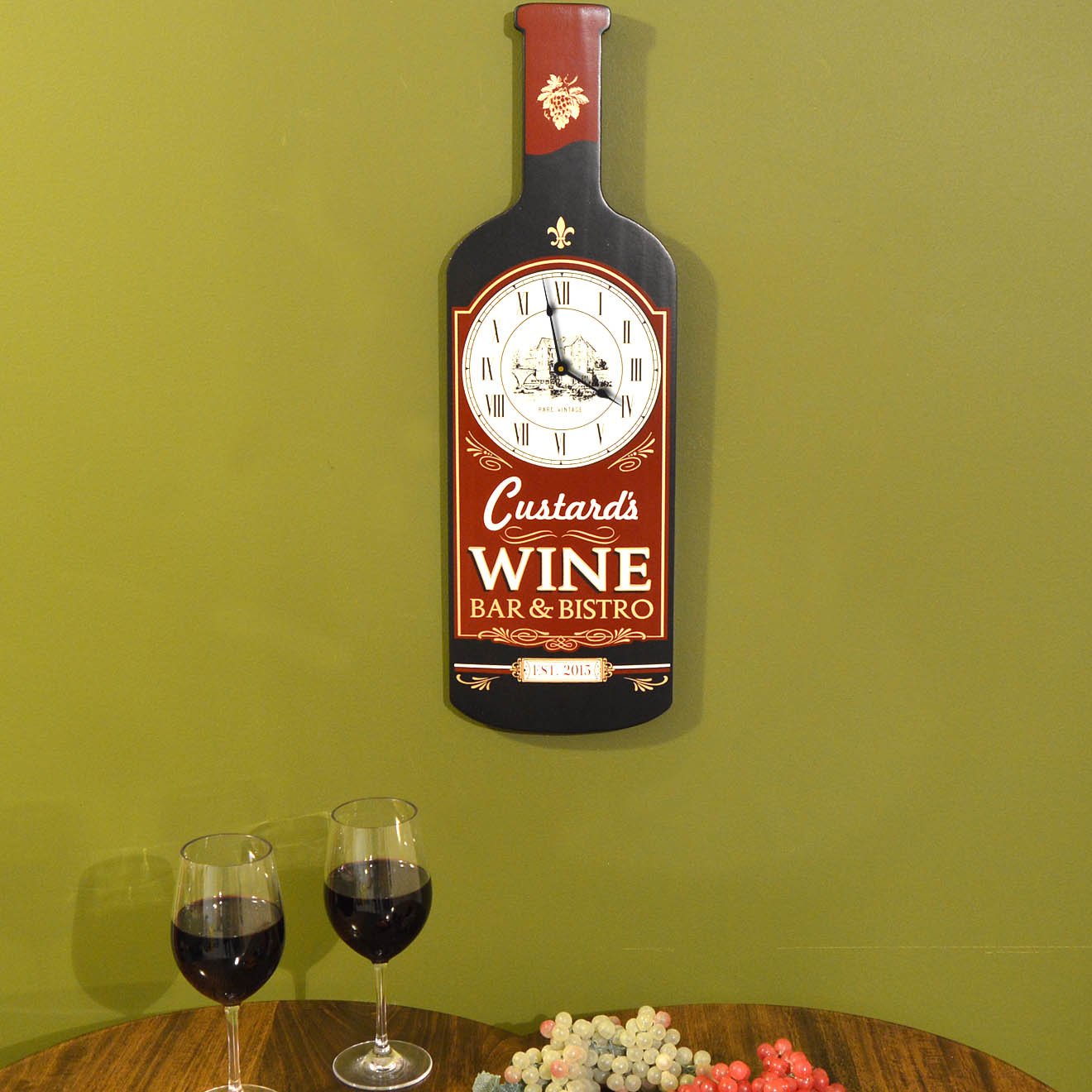 Personalized Clock, Wine Bar & Bistro Wood Wall Clock – Wine Wicks & Gifts