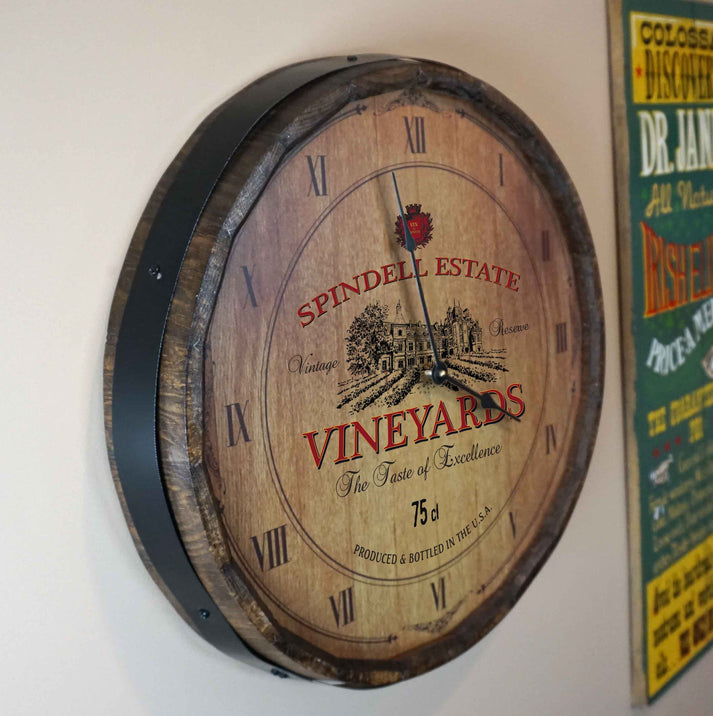 Personalized Clock, Vineyards Wine Quarter Barrel Clock – Wine Wicks ...