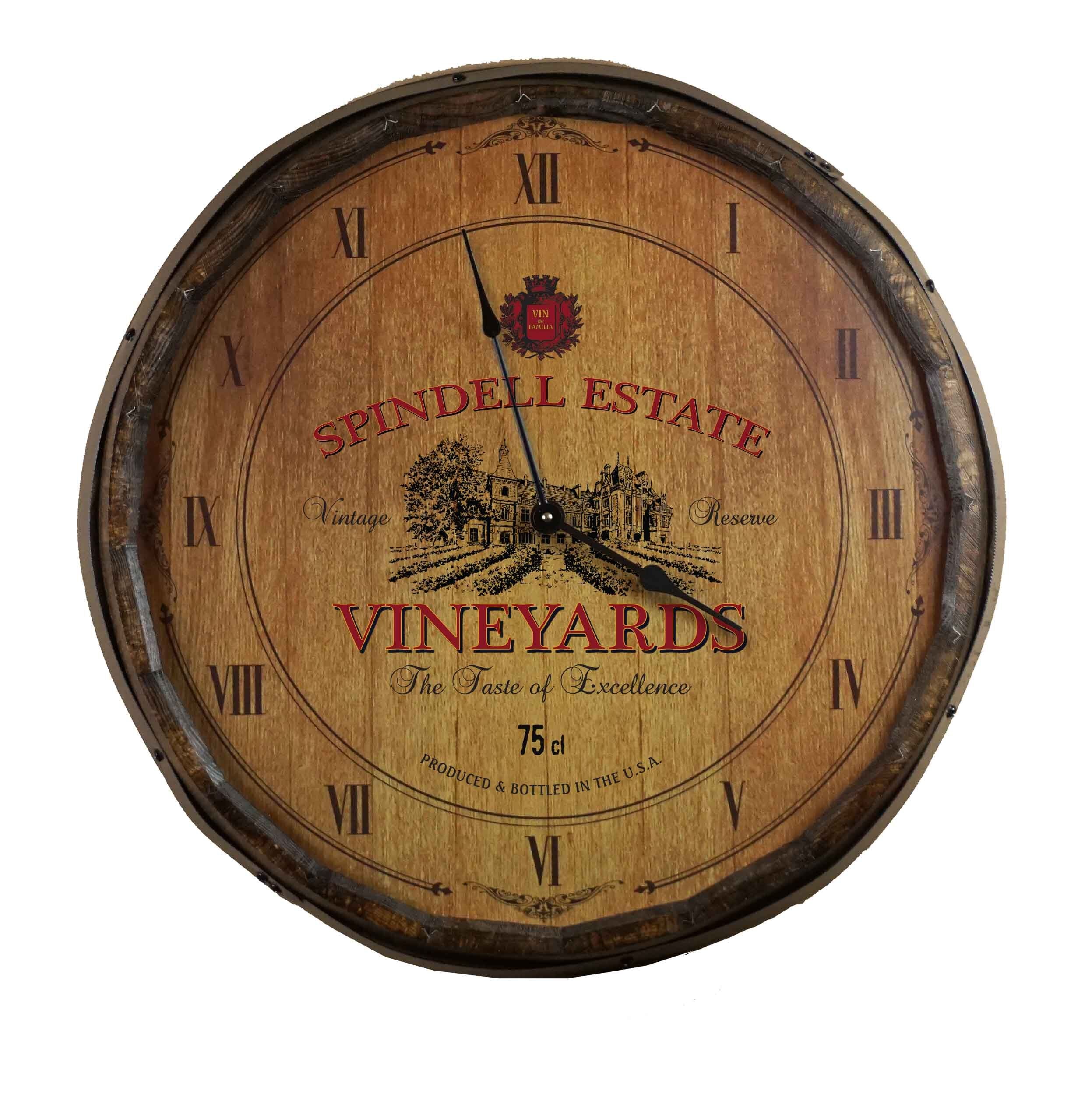 Personalized Clock, Vineyards Wine Quarter Barrel Clock – Wine Wicks ...